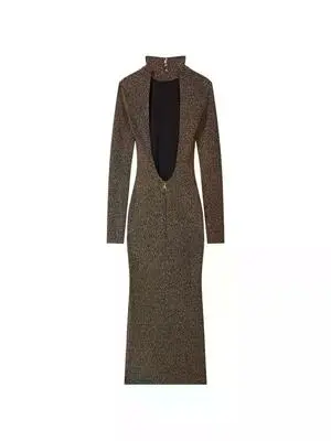 Patrizia Pepe Open-back Long-sleeve Midi Dress