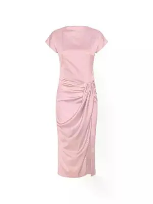 ROTATE BY BIRGER CHRISTENSEN Ruched Cap-sleeve Midi Dress - Pink