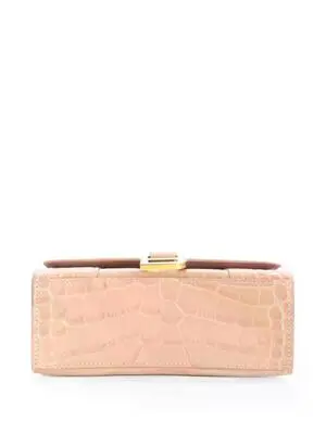Balenciaga Hourglass Top Handle Bag Crocodile Embossed Leather Xs Satchel - Neutrals