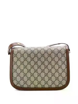 Gucci Horsebit 1955 Shoulder Bag Gg Coated Canvas With Leather Small Crossbody Bag - Brown