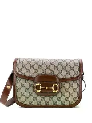 Gucci Horsebit 1955 GG Coated Canvas Crossbody Bag Brown