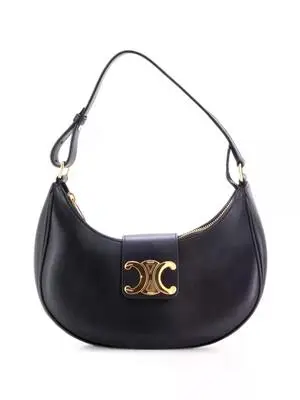 Celine Ava Triomphe Bag Leather Shoulder Bag - Black