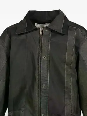 UNDER THE SIGN Dustborn Light Patchwork Waxed-effect Bomber Jacket - Black