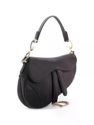 Dior Saddle Handbag Satin With Crystals Mini Shoulder Bag - Black