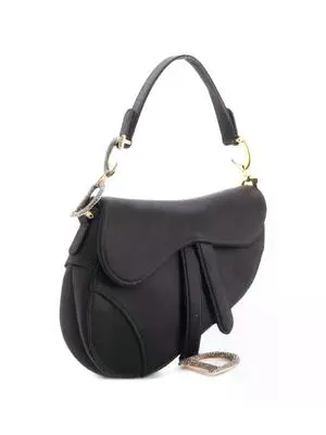Dior Saddle Handbag Satin With Crystals Mini Shoulder Bag - Black