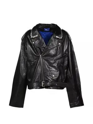 MARKING DISTANCE Big Baby Leather Biker Jacket - Black