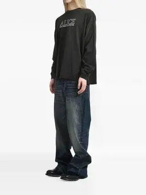 N.HOOLYWOOD Logo-print Washed-effect Long-sleeve T-shirt