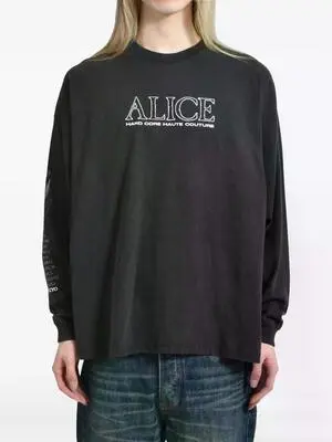 N.HOOLYWOOD Logo-print Washed-effect Long-sleeve T-shirt