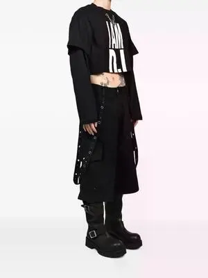 FINE CHAOS Layered Design Cropped T-shirt