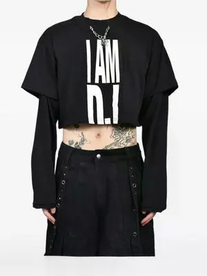 FINE CHAOS Layered Design Cropped T-shirt