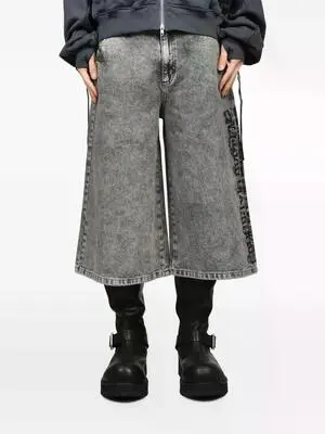 FINE CHAOS Stone-washed Screen-print Denim Shorts