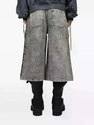 FINE CHAOS Stone-washed Screen-print Denim Shorts