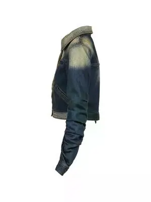 VIVAMUS Bleached Ruched-sleeve Denim Jacket