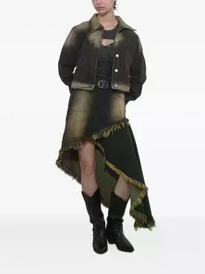 VIVAMUS Asymmetric Frayed Mini Skirt
