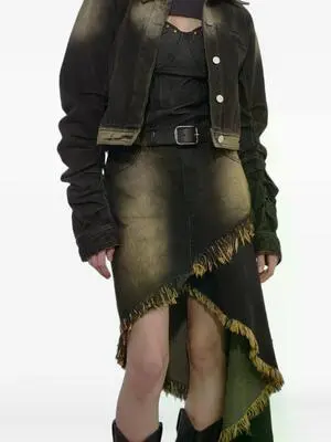 VIVAMUS Asymmetric Frayed Mini Skirt
