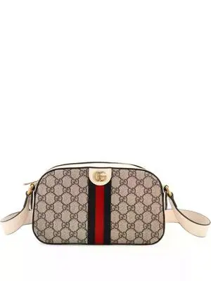 Gucci Ophidia Camera Shoulder Bag Gg Coated Canvas With Leather Small Crossbody Bag - Brown