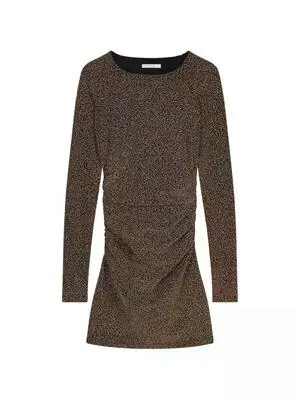 Patrizia Pepe Ruched Metallic-effect Mini Dress - Brown
