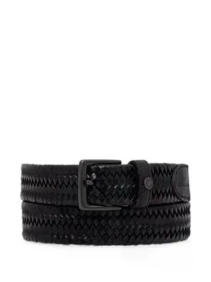 Paul & Shark Woven Leather Belt - Black