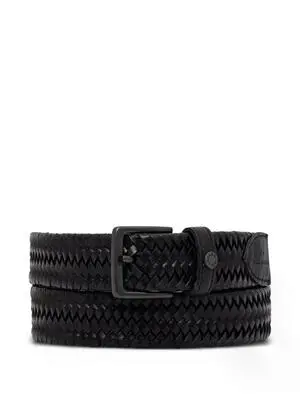 Paul & Shark Woven Leather Belt - Black