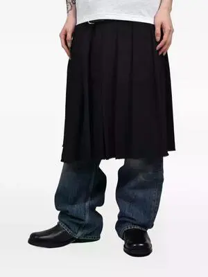 DOMENICO OREFICE A4 Pleated Cotton Midi Skirt - Black