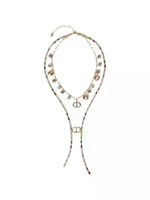 TWINSET Logo-charm Rhinestone-embellished Necklace