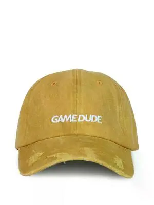 CAPTURE GALLERY Embroidered Distressed Baseball Cap - Yellow