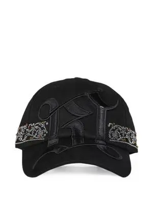 BOSSUP Rhinestone-embellished Embroidered Baseball Cap - Black