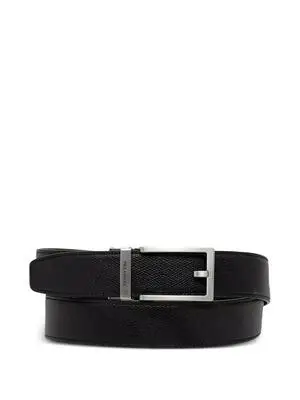 Paul & Shark Grained Leather Buckle Belt - Black