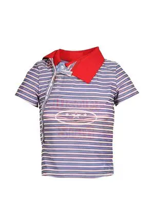 ANOMALIES DEPARTMENT Striped Asymmetric Polo Shirt