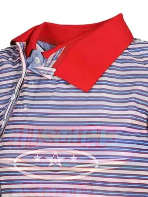 ANOMALIES DEPARTMENT Striped Asymmetric Polo Shirt