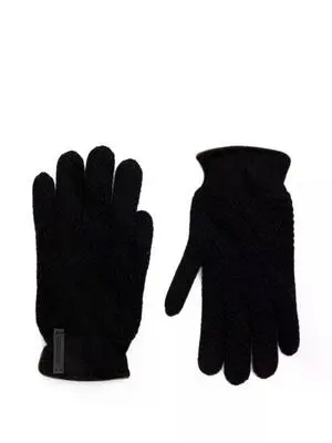 Paul & Shark Logo-patch Chunky-knit Gloves - Black