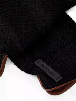 Paul & Shark Logo-patch Chunky-knit Gloves - Black