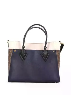 LOUIS VUITTON On My Side Leather With Monogram Canvas Mm Tote Bag - Blue