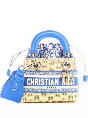 Dior Wicker And Oblique Canvas Mini Tote Bag - Blue
