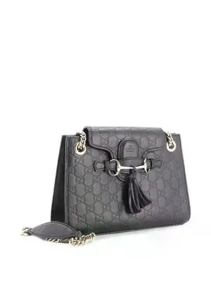 Gucci Emily Chain Flap Guccissima Leather Small Shoulder Bag - Black