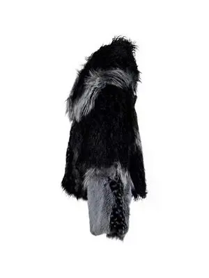JADED LONDON Oksana Faux-fur Patchwork Asymmetric Jacket