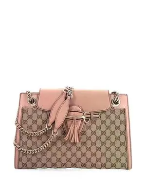 Gucci Emily Chain Flap Gg Canvas And Leather Large Shoulder Bag