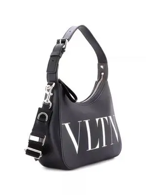Valentino Garavani Vltn Printed Leather Hobo Bag - Black
