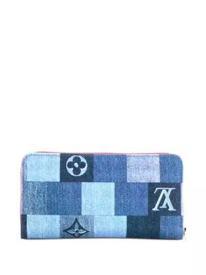 LOUIS VUITTON Zippy Wallet Damier And Monogram Patchwork Denim Small Wallets