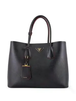 Prada Cuir Double Saffiano Leather Medium Tote Bag - Black
