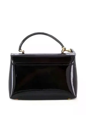 Celine Nino Patent Teen Satchel Top Handle Bag - Black