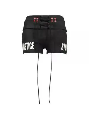 ANOMALIES DEPARTMENT Lace-up Logo-print Shorts - Black