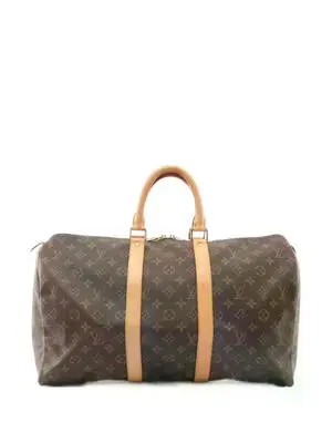 LOUIS VUITTON Monogram Keepall Luggage Bag - Brown