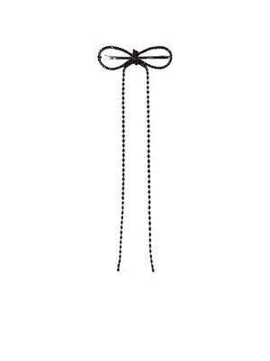 YELLOWSWALLOW Bow Stone-embellished Hair Clip - Black