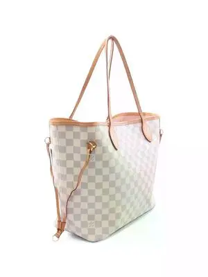 LOUIS VUITTON Mm Neverfull Damier Azur Tote Bag - White