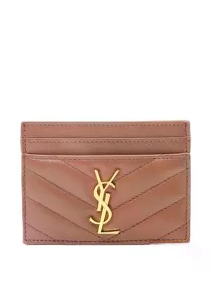 Saint Laurent 2020s Monogram Quilted Card Case - Pink