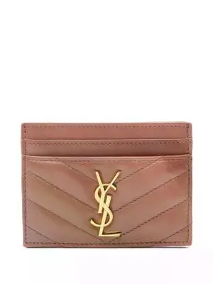 Saint Laurent 2020s Monogram Quilted Card Case - Pink