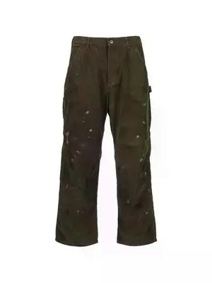 SWJP Paint-splatter Corduroy Trousers - Green