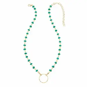 HEATHER HAWKINS Hammered Circle Pendant Necklace - Green