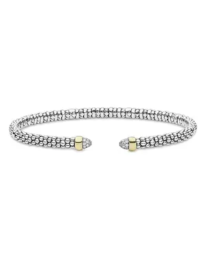 Lagos Signature Caviar Diamond Cuff Bracelet - Silver
